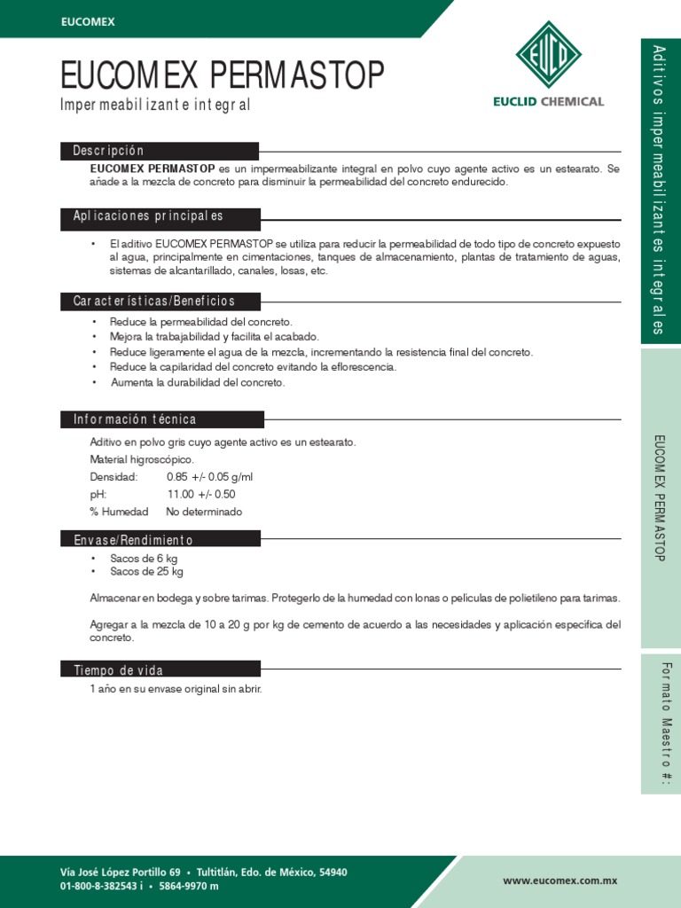 Eucomex Permastop PDF | PDF | Hormigón | Materiales