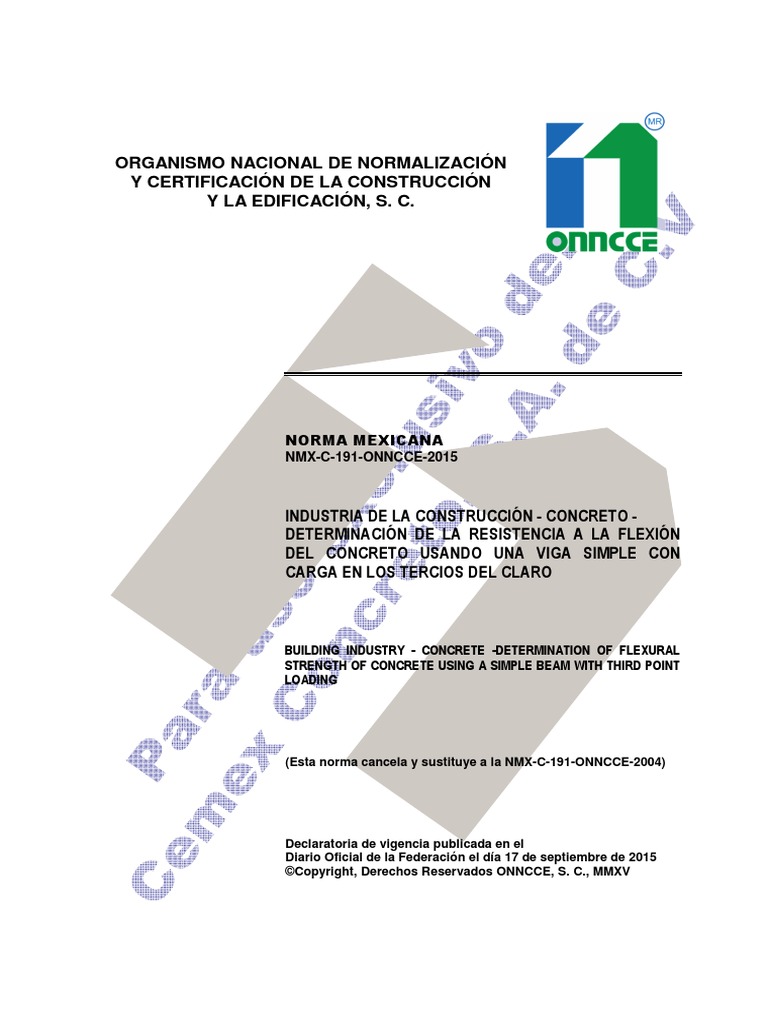 NMX C 191 ONNCCE 2015.unlocked | PDF | Hormigón | México