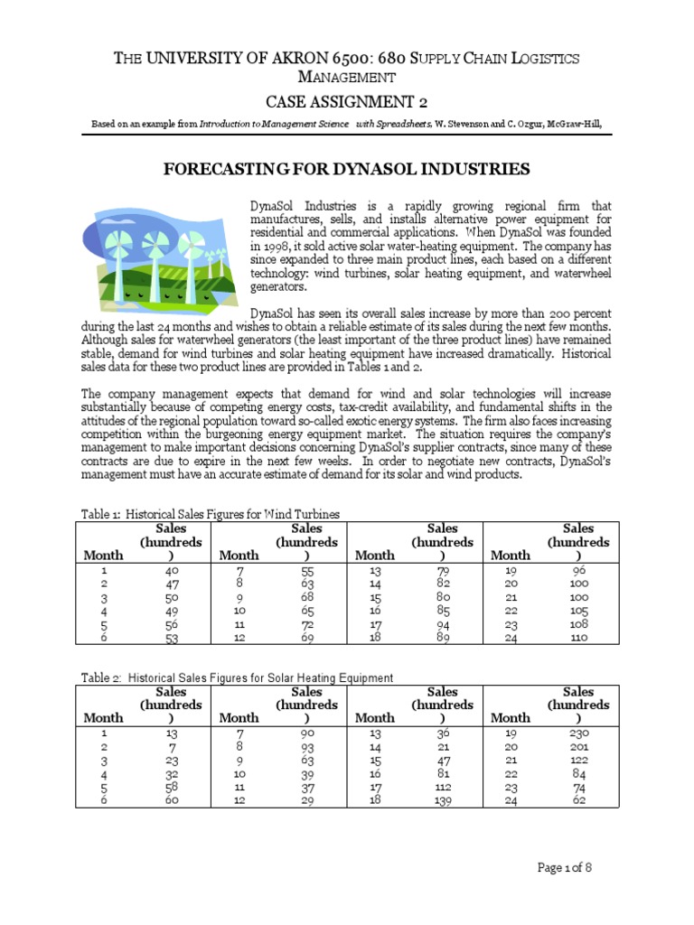 Forecasting For Dynasol Industries: T University of Akron 6500: 680 S C ...