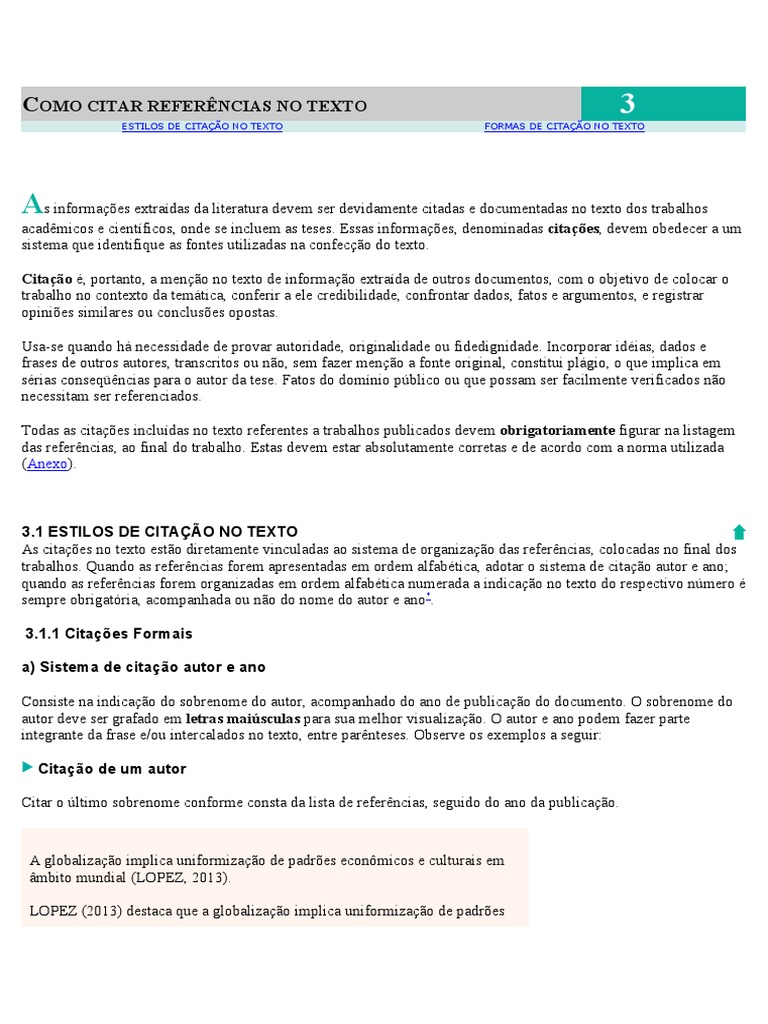 Como Citar Referências No Texto | PDF | Citação | Autor