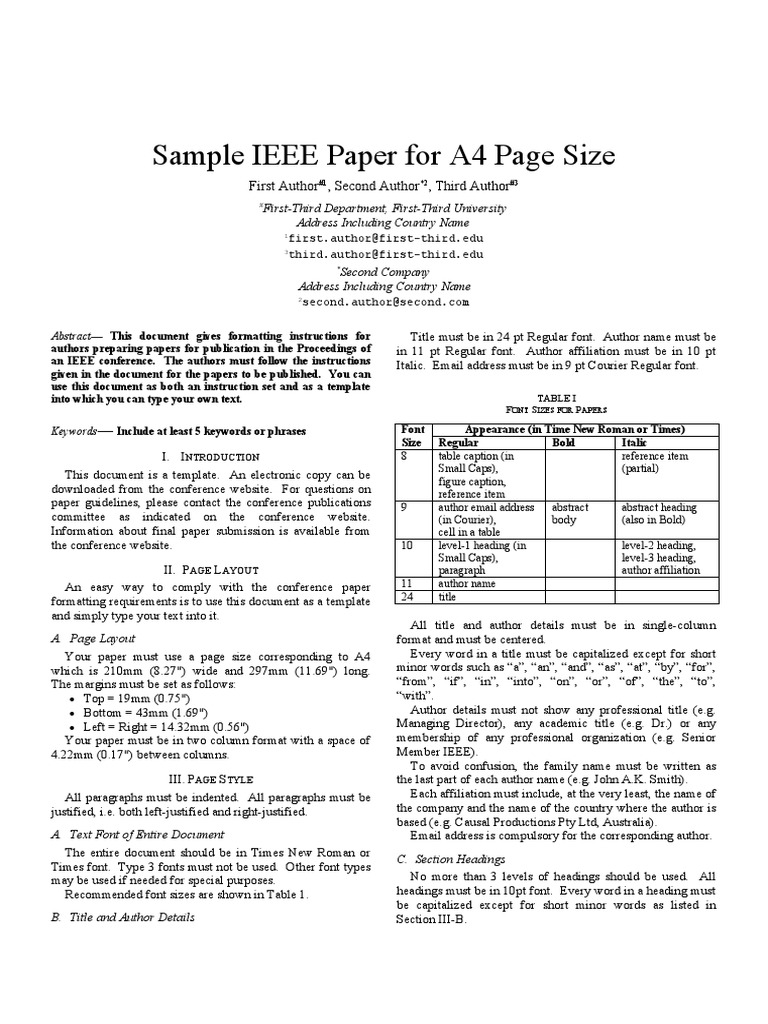IEEE Conference A4 Format MSword | PDF | Paragraph | Times New Roman