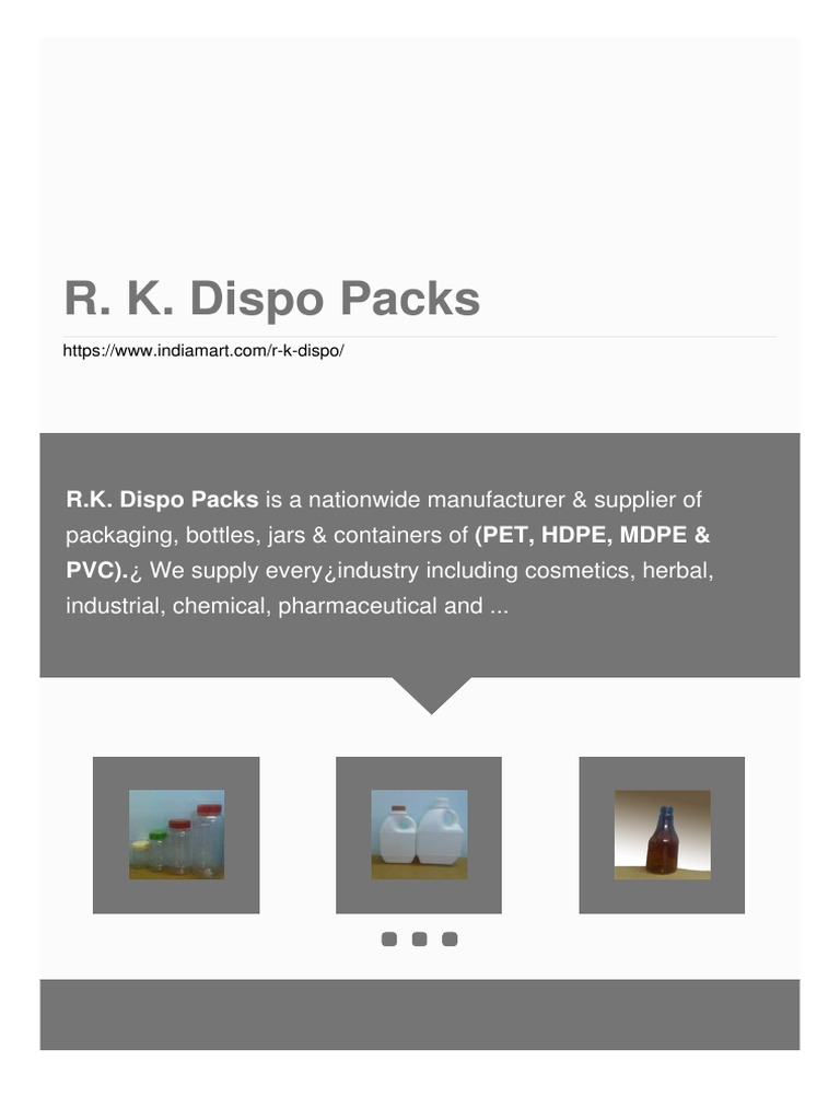 A Comprehensive Overview of R.K. Dispo Packs, a Leading Manufacturer ...