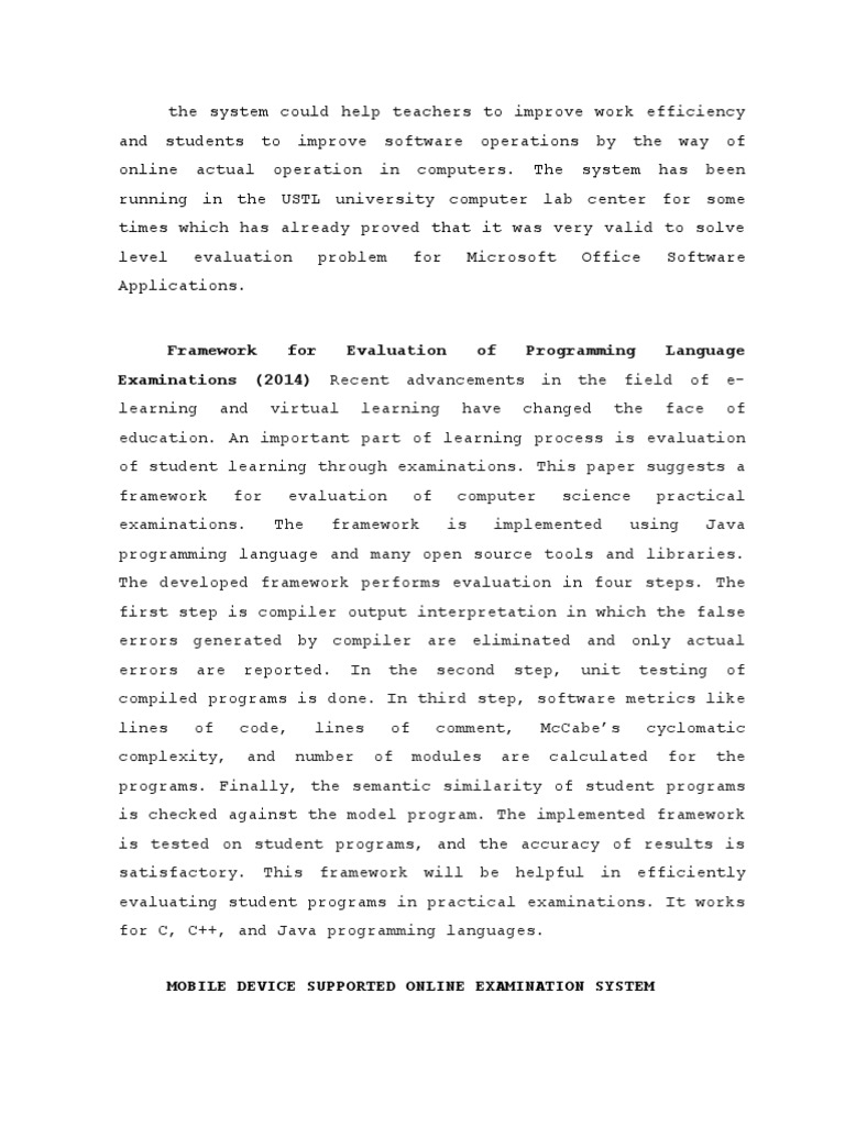 Framework For Evaluation of Programming Language Examinations (2014 ...