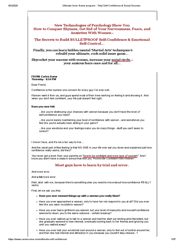Ultimate Inner Game Program | PDF | Feeling | Anxiety