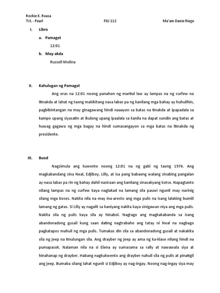 Book Report (FILI 112) | PDF