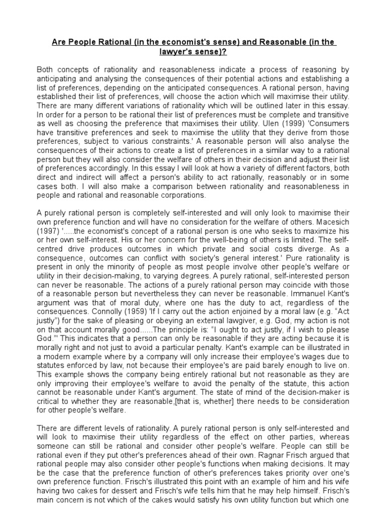 Law Economics Coursework-Are People Rational and Reasonable Final ...