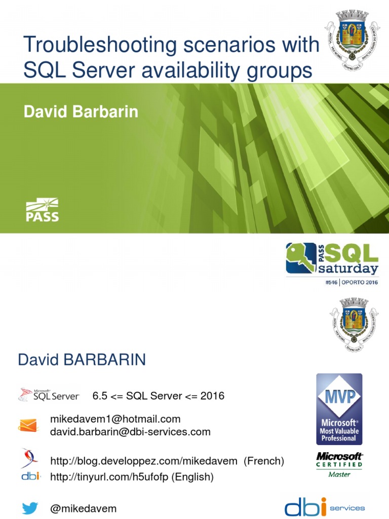 SQLSaturdayPorto 2016 Availability Groups Troubleshooting Common ...