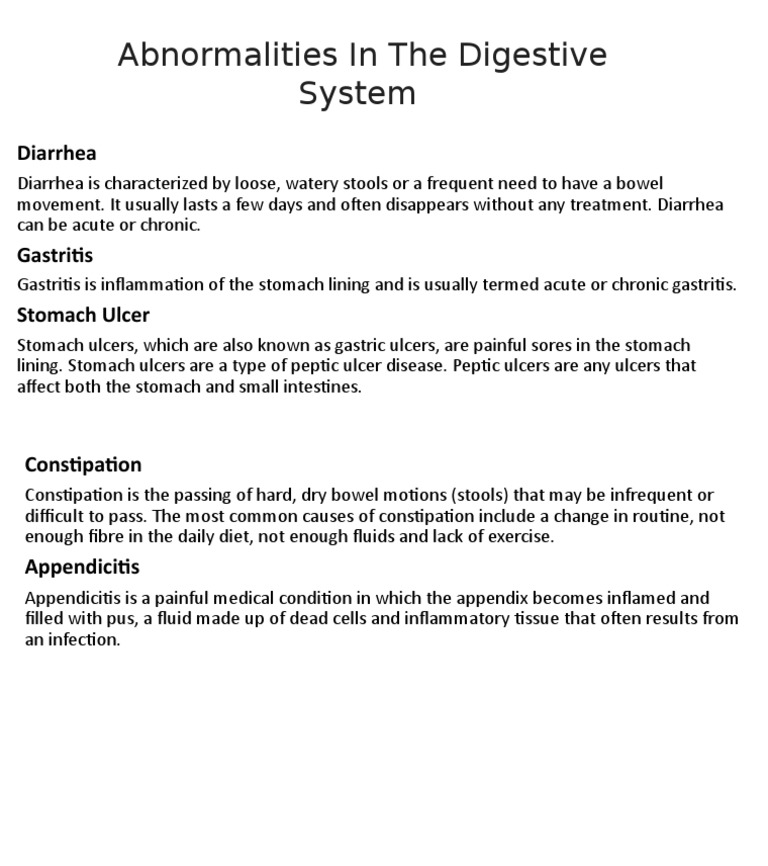 Abnormalities in The Digestive System | PDF