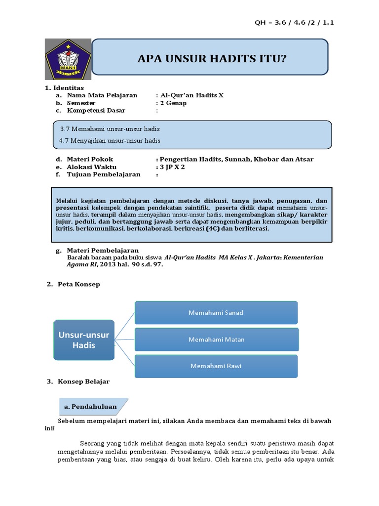 Unsur-Unsur dalam Hadits dan Sunnah | PDF
