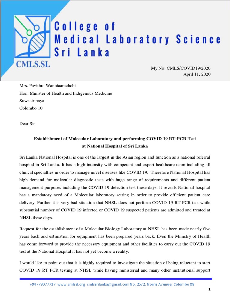 Establishment of Molecular Laboratory and Performing COVID 19 RT-PCR ...