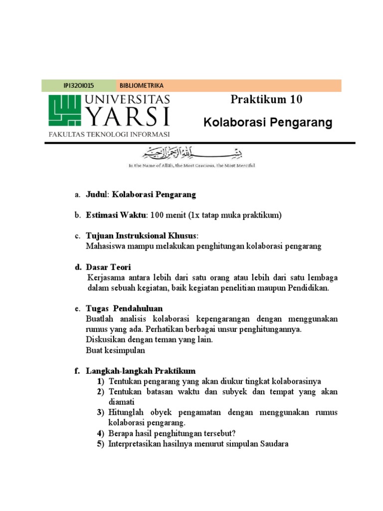 MODUL 10 - Bibliometrika - Kolaborasi Kepengarangan | PDF | Karier & Perkembangan | Komputer
