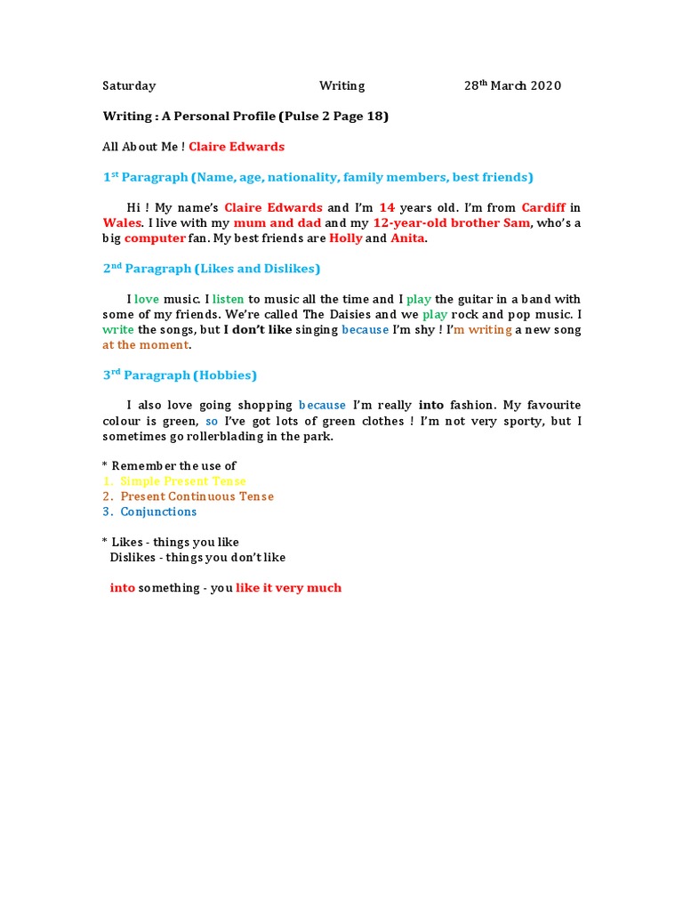 Writing (A Personal Profile) PDF | PDF