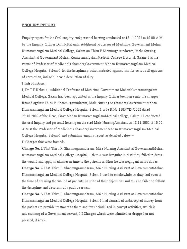 Enquiry Report | PDF | Hospital | Justice