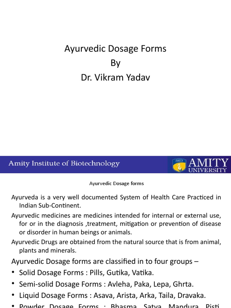 Ayurvedic Dosage Forms | PDF | Ayurveda | Tablet (Pharmacy)