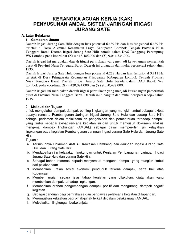 KAK Amdal Jurang Sate | PDF | Teknologi & Rekayasa