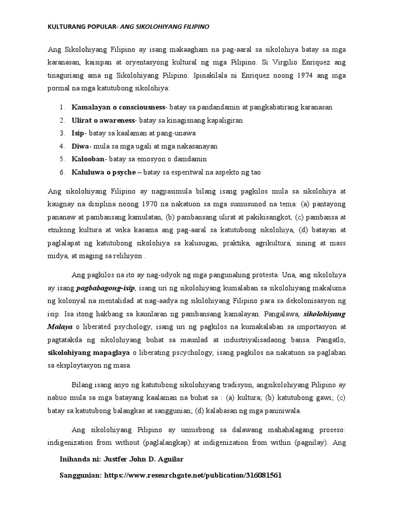 Ang Sikolohiyang Filipino Ay Isang Makaagham Na Pag | PDF