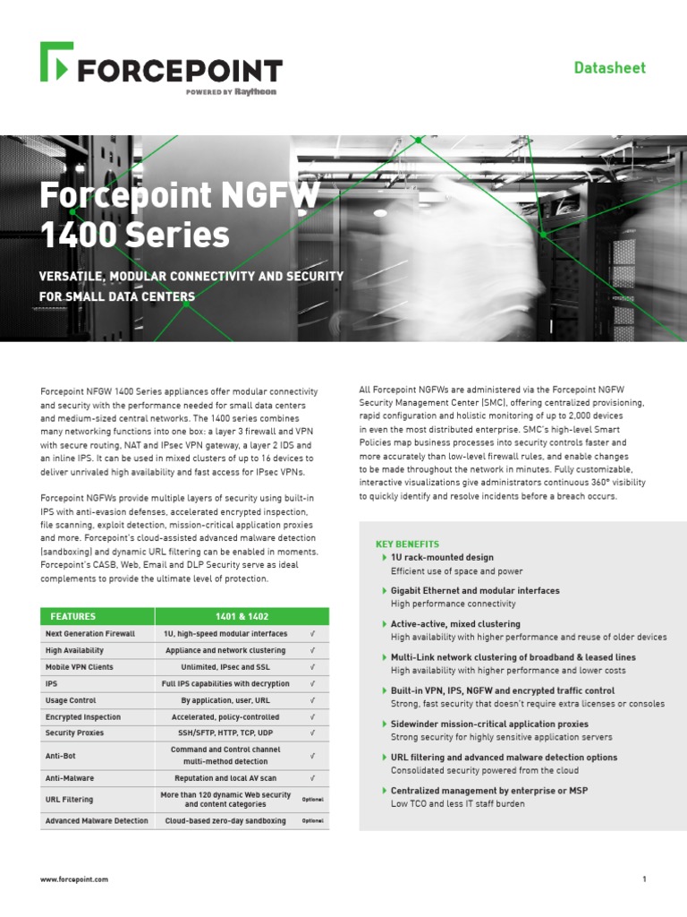 Datasheet Forcepoint NGFW 1400 Series en | PDF | Firewall (Computing) | Virtual Private Network