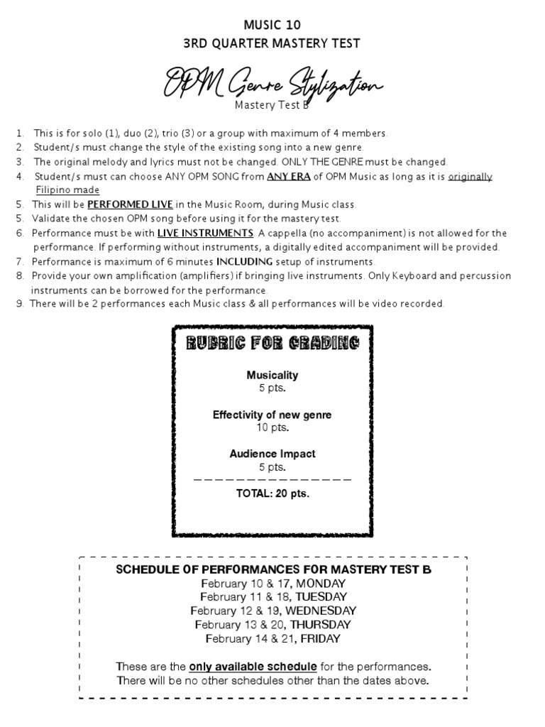OPM Genre Styliz!ion: Rubric For Grading | PDF