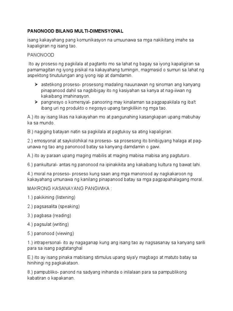 Panonood Bilang Multi | PDF