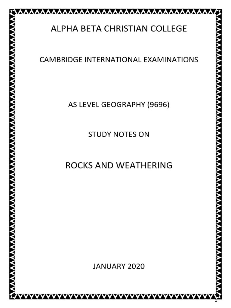 AS Level Geography: Rocks & Weathering Study | PDF | Plate Tectonics ...