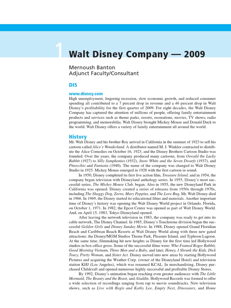 01 Walt Disney Company - 2009 | PDF | The Walt Disney Company ...