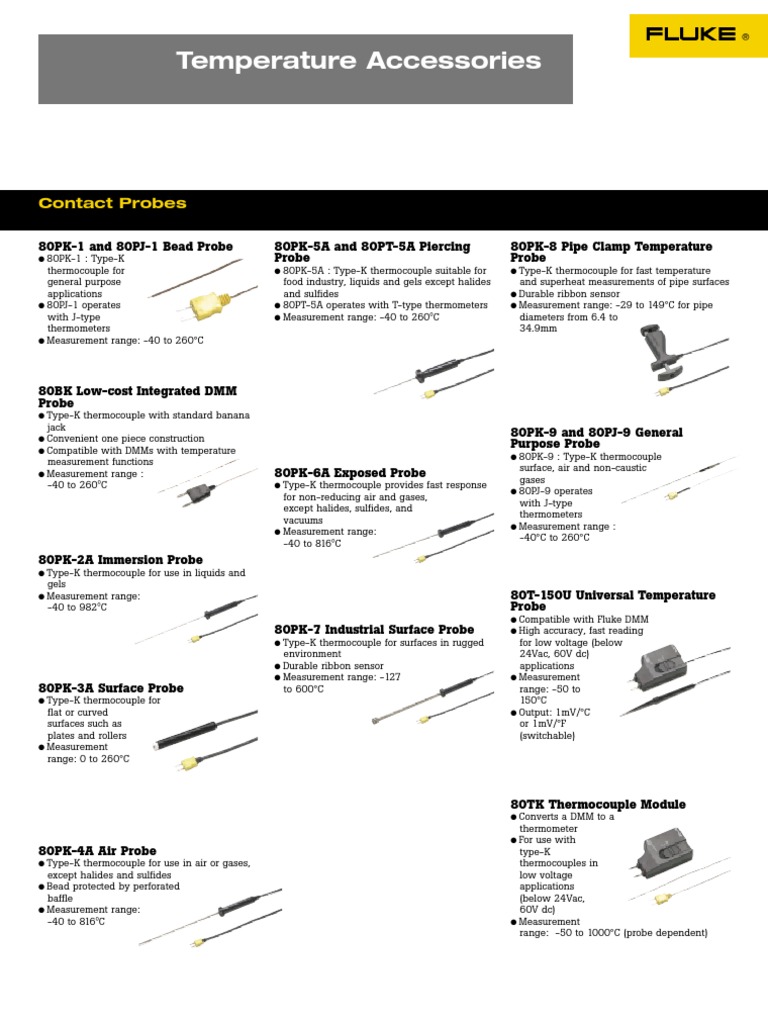 Fluke Acess Temperature | PDF | Thermocouple | Thermometer