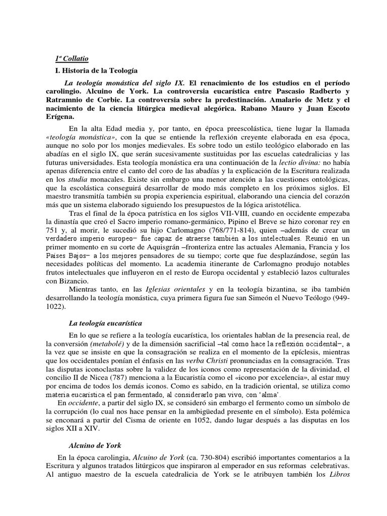 Teología Monástica del Siglo IX | PDF | eucaristía | Comportamiento ...