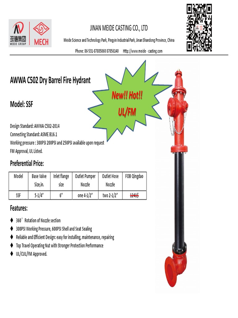 AWWA C502 Dry Barrel Fire Hydrant SSF | PDF | Equipment | Gas Technologies