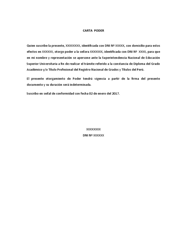 Carta Poder para Tramitar Título Profesional | PDF
