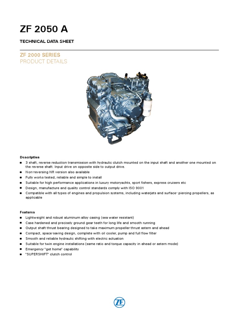 ZF 2050 A PDF | PDF | Horsepower | Transmission (Mechanics)