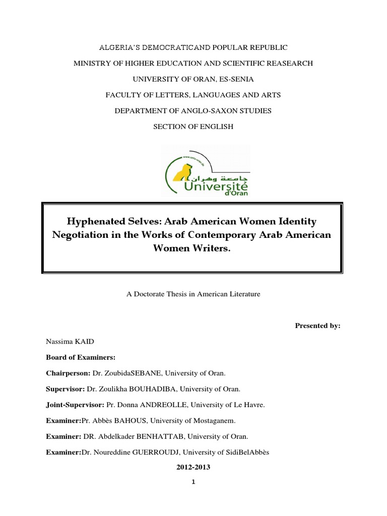 Hyphenated Selves - Arab American Women Identity Negotiation in The ...