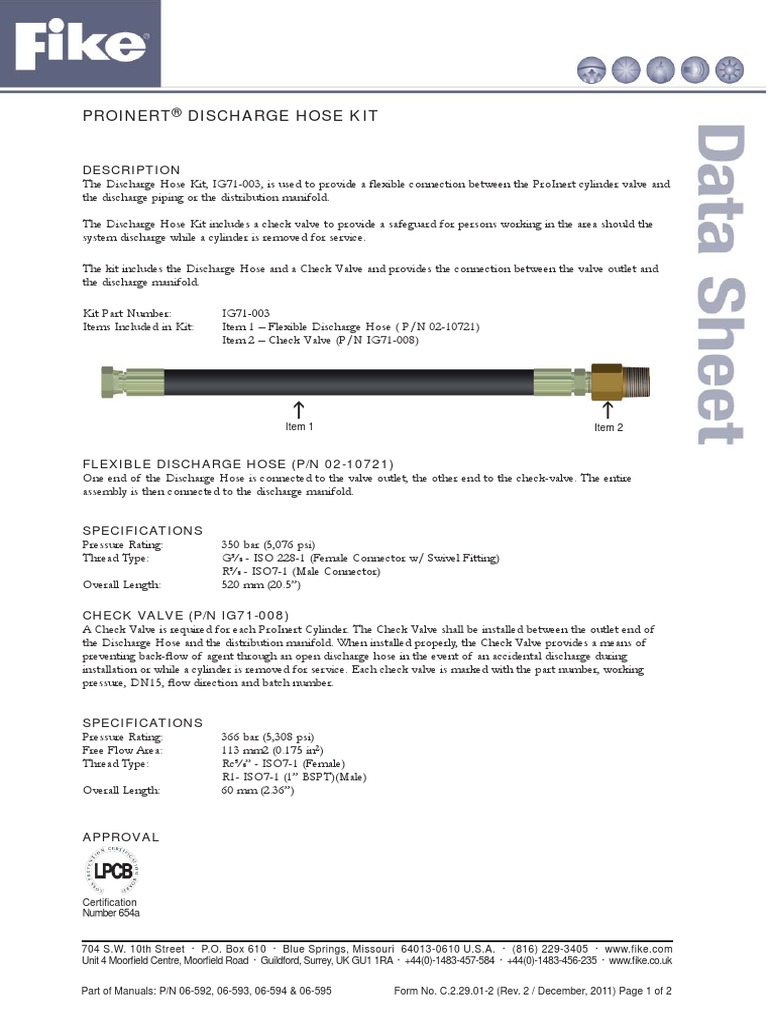 Proinert Discharge Hose Kit | PDF | Valve | Equipment