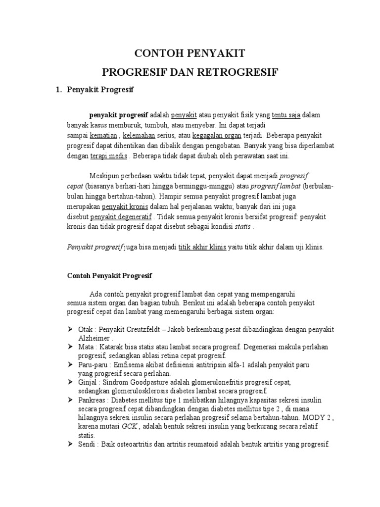 CONTOH PENYAKIT Progresif Dan Retrogesif | PDF
