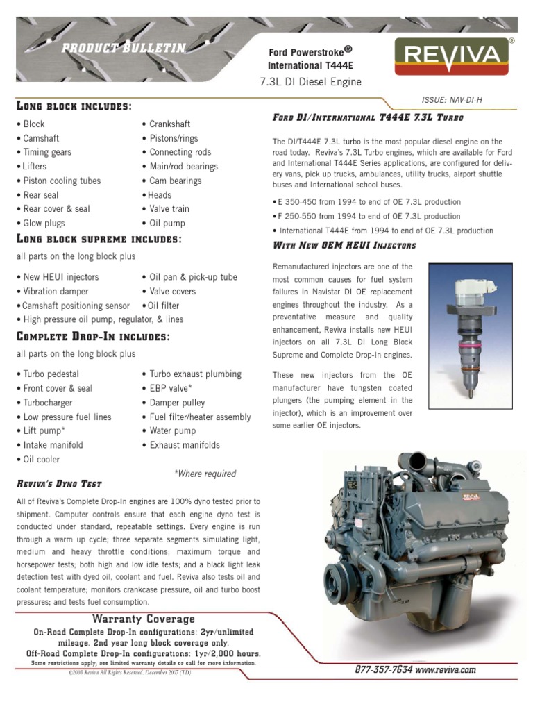 Product Bu Lleti N: 7.3L DI Diesel Engine | PDF | Turbocharger | Fuel ...