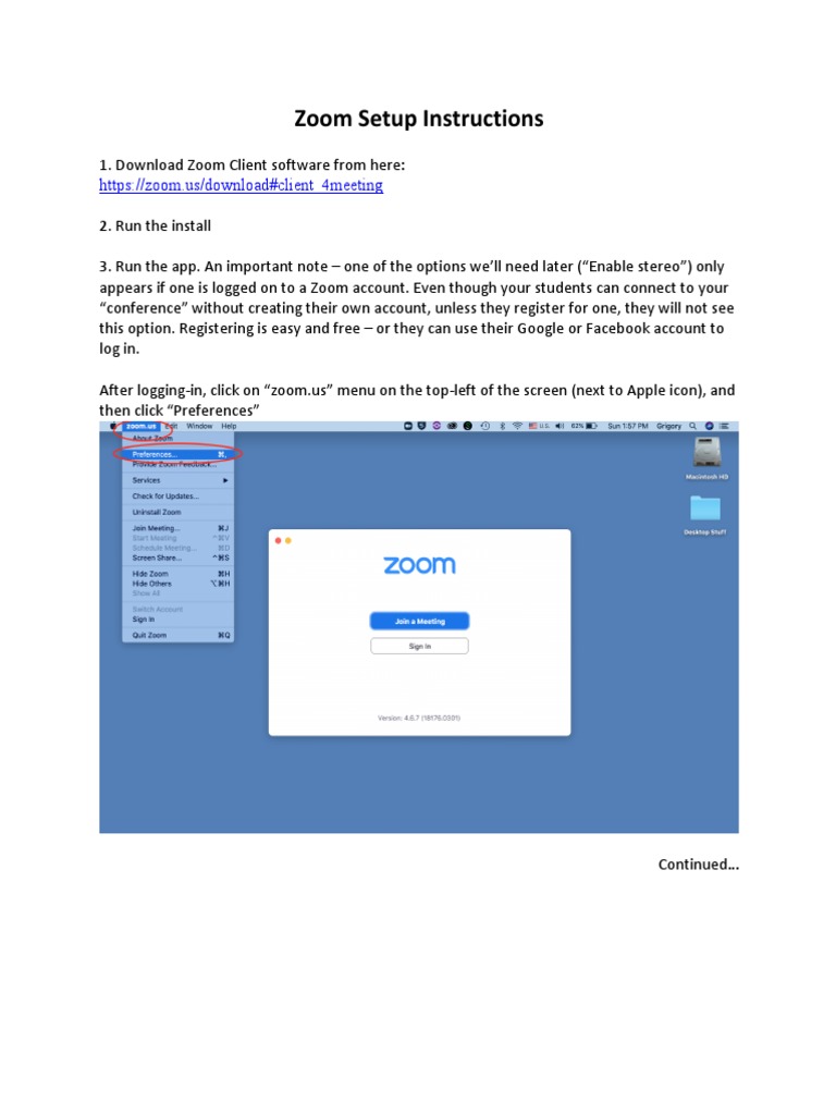 Zoom Setup Instructions | PDF | Computing | Computer Hardware
