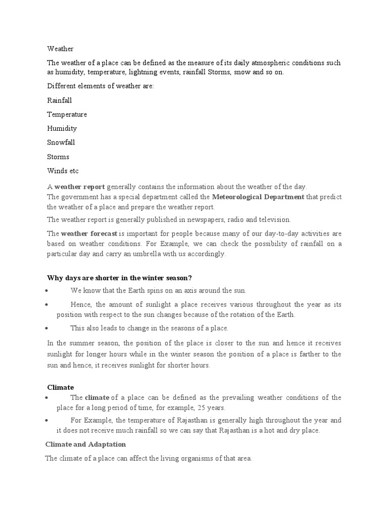 Why Days Are Shorter in The Winter Season?: Climate and Adaptation ...