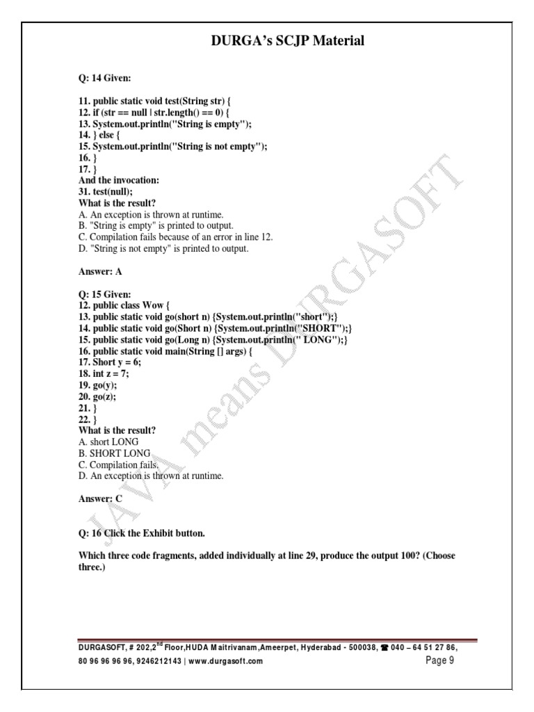 Java SCJP Practice Questions | PDF