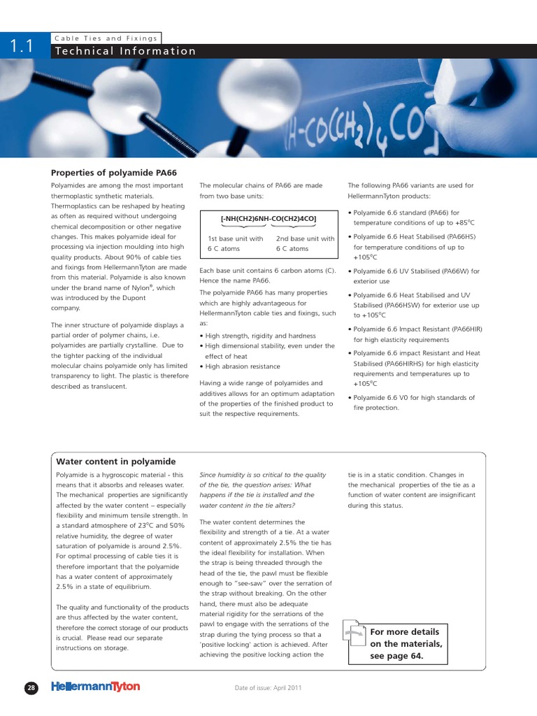 Technical Information: Properties of Polyamide PA66 | PDF ...