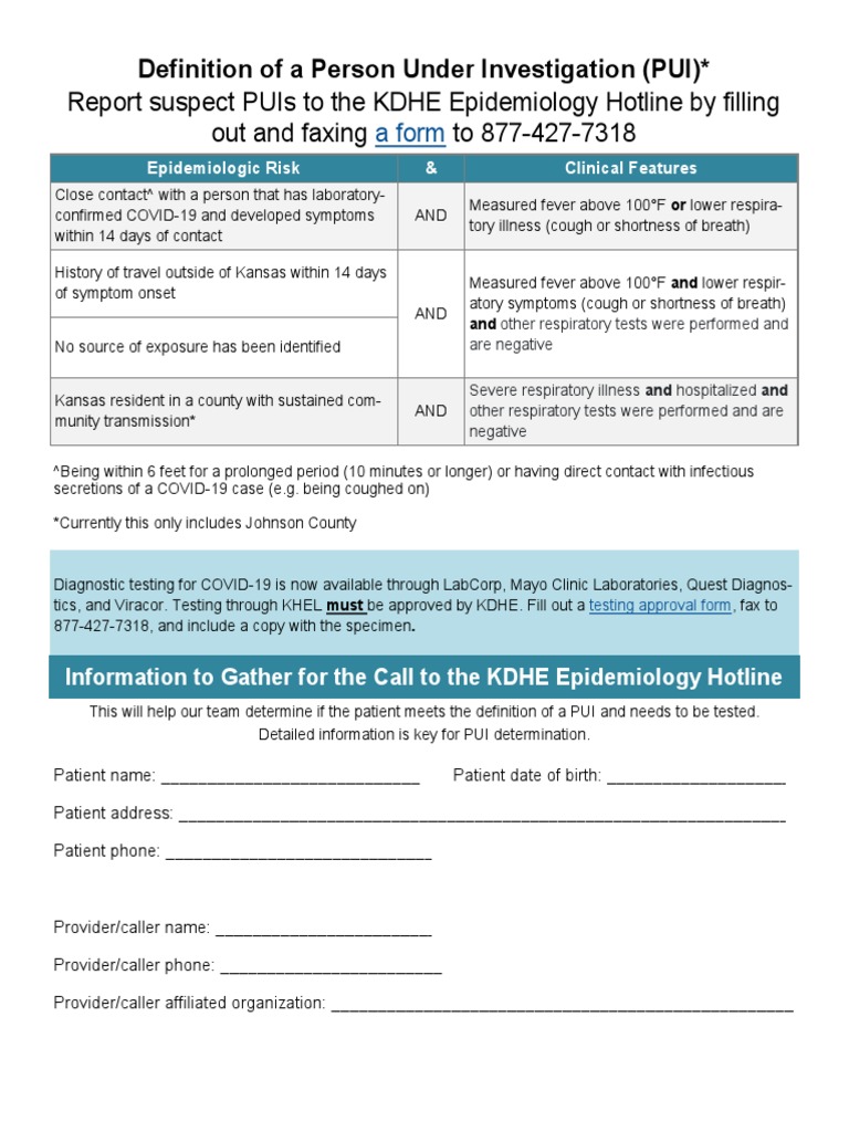 Definition of A Person Under Investigation (PUI) | PDF | Epidemiology ...