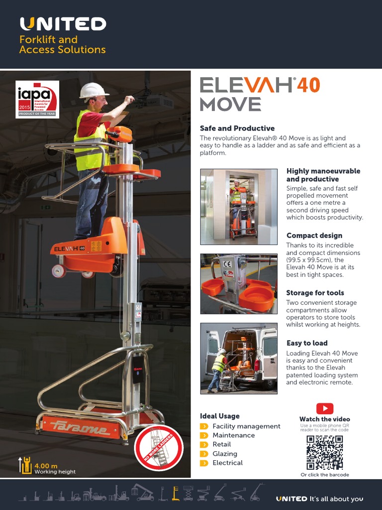 Elevah 40 Move Electric Ladder Specifications 2017 Version | PDF | Manufactured Goods