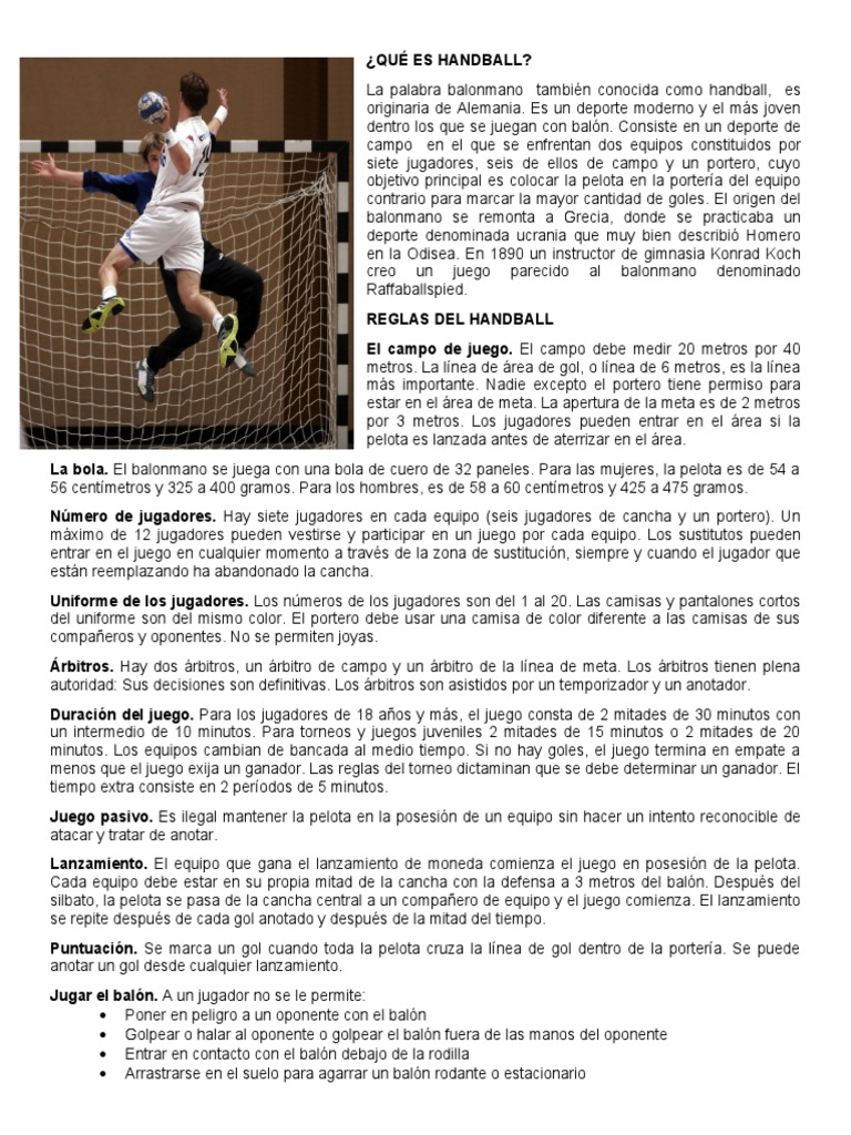 Qué Es Handball | PDF | Asociación de Futbol | Reglas y regulaciones ...