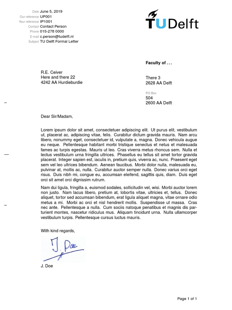Tu Delft Letter