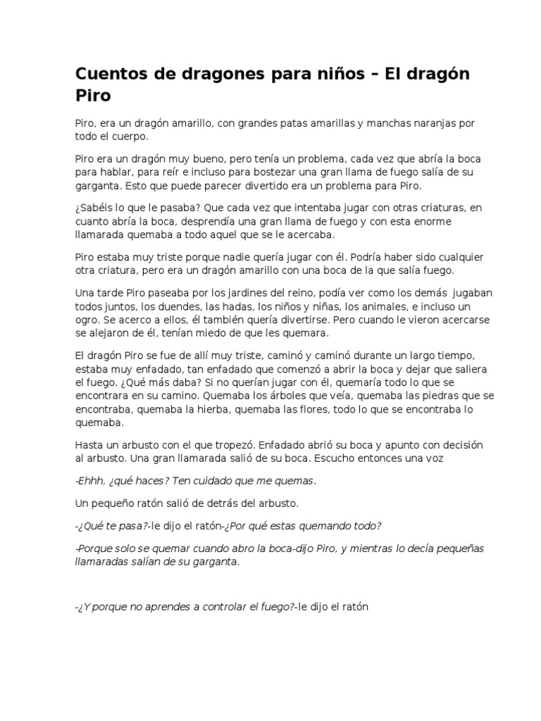 Cuentos De Dragones Para Niños Pdf Continuar Ocio