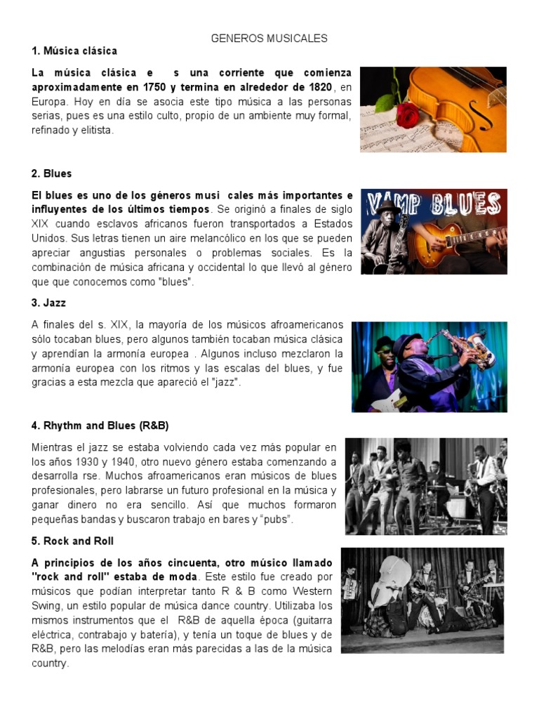 15 Géneros Musicales Esenciales | PDF | Blues | Canguelo