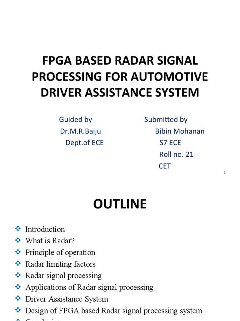 Fpga Based Radar Signal Processing For Automotive Driver | Download ...
