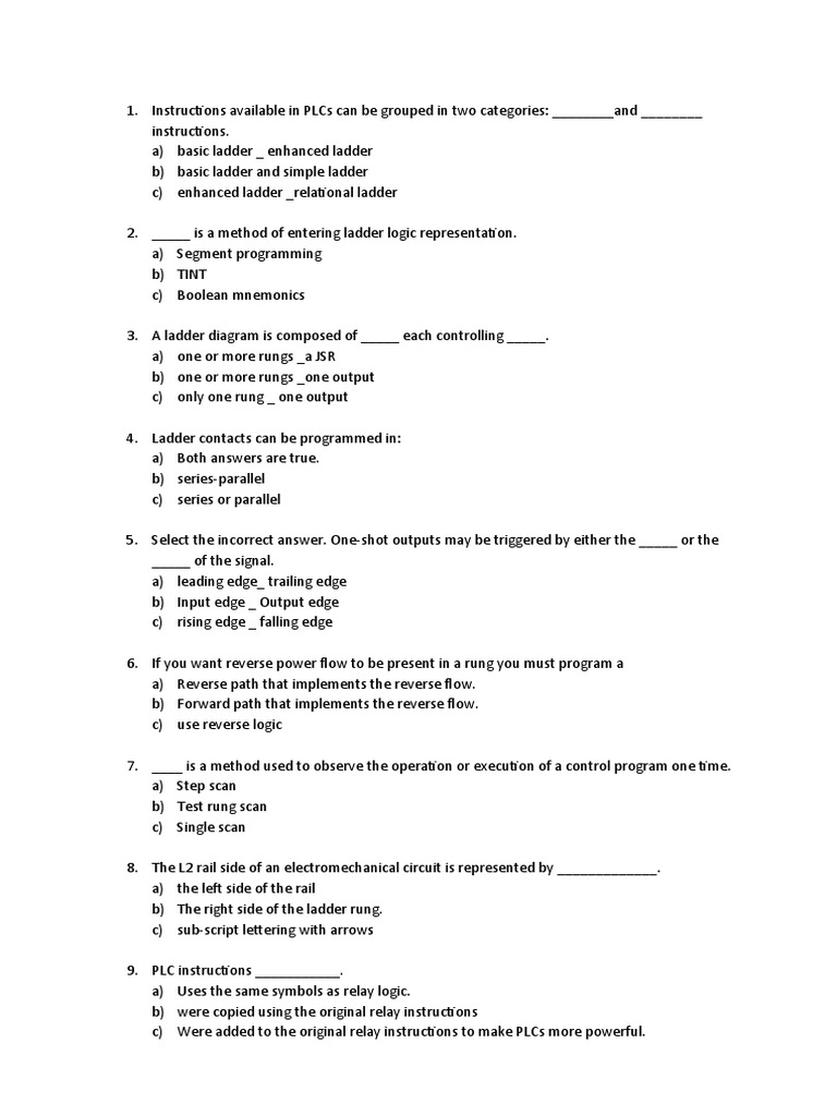 Basic PLC Scada MCQ | PDF