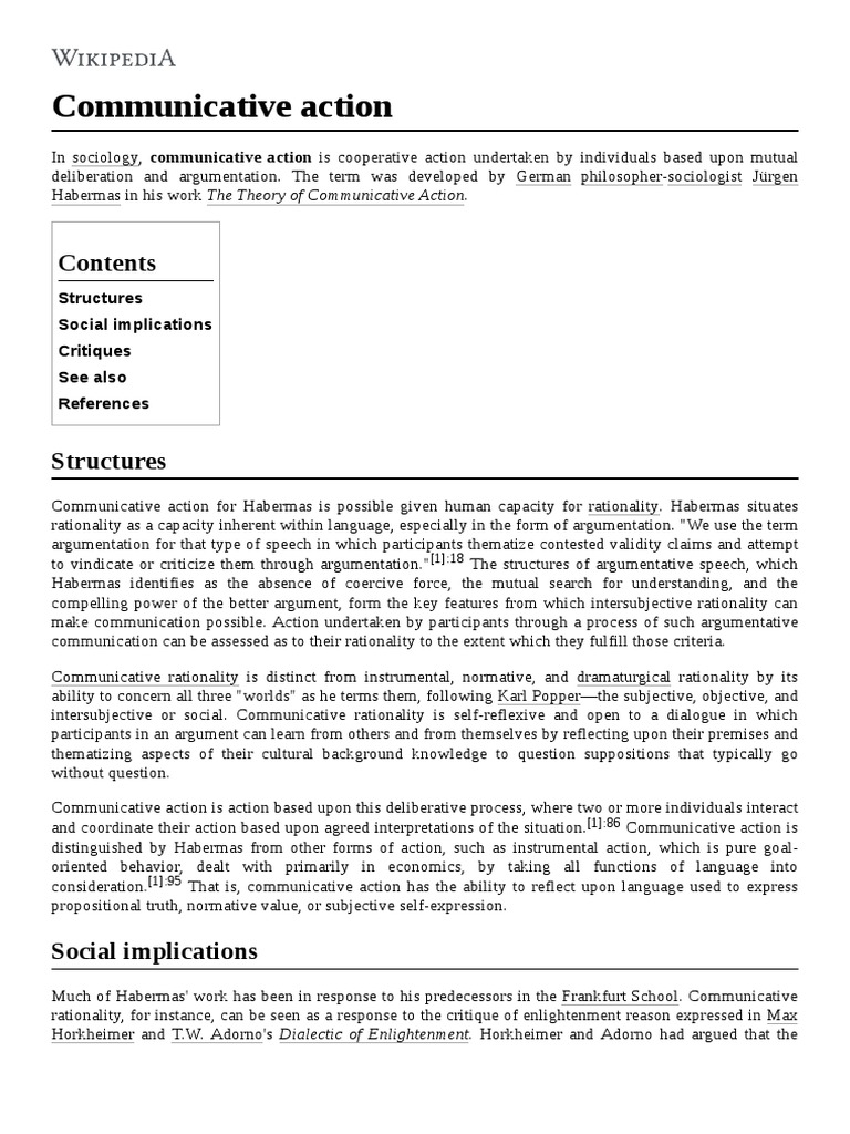 Communicative Action: Structures Social Implications Critiques See Also ...