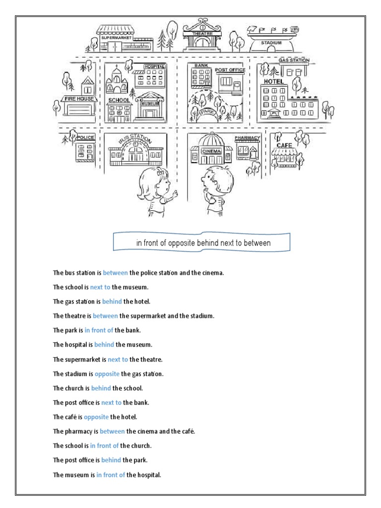 Prepositions of Place Grammar | PDF