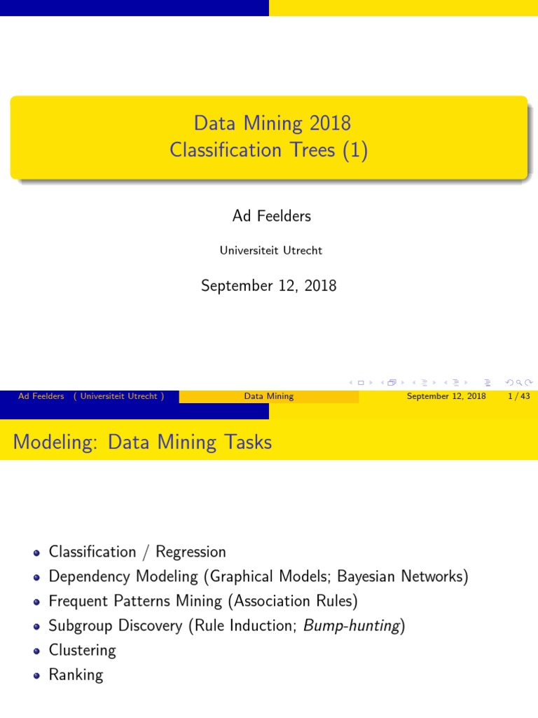 Dm-Classtrees-1-2018 PDF | PDF | Statistical Classification | Algorithms