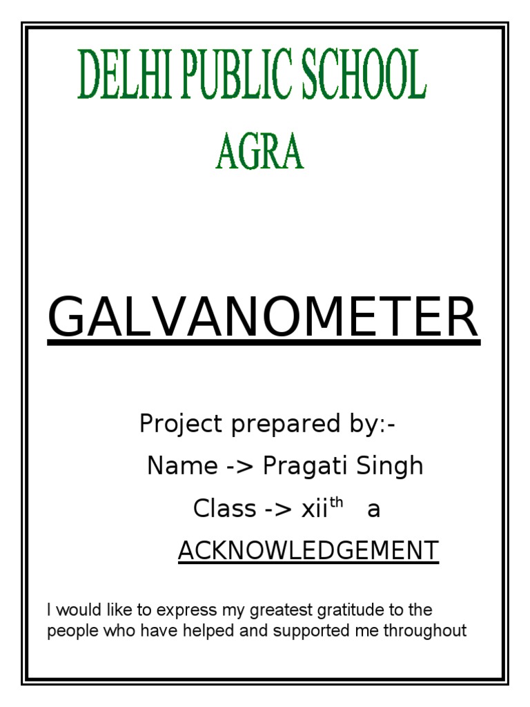 Galvanometer: Project Prepared By:-Name - Pragati Singh Class - Xii A ...